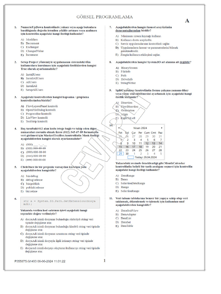 Görsel Programlama 2024 Final | PDF