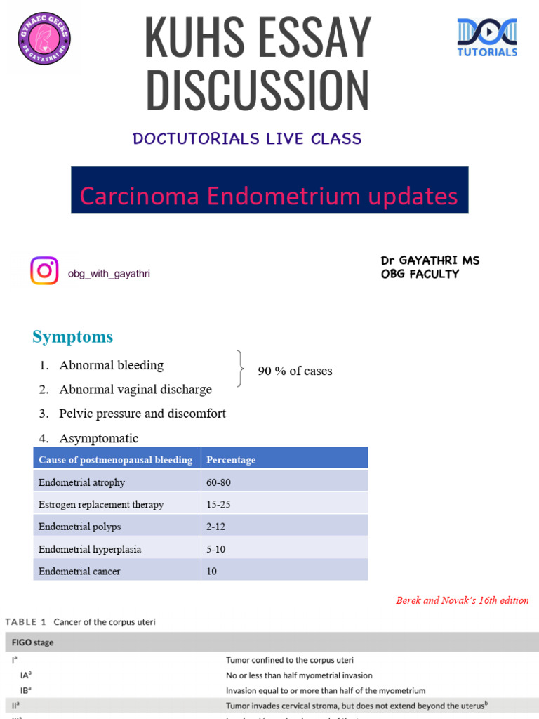 CA Endometrium Updates UPDATE | PDF | Ovarian Cancer | Medical Specialties