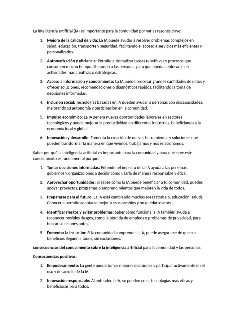 Importancia de La IA | PDF | Inteligencia artificial | Inteligencia (IA ...