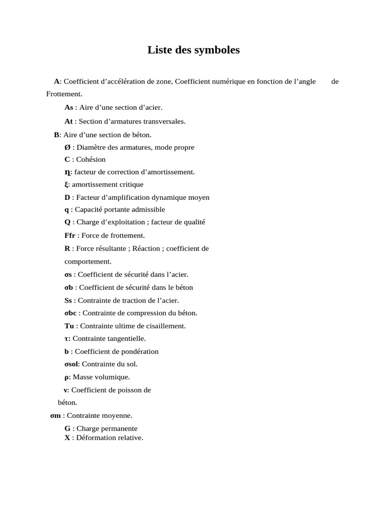 Symboles et Concepts en Génie Civil | PDF | Contrainte de cisaillement ...