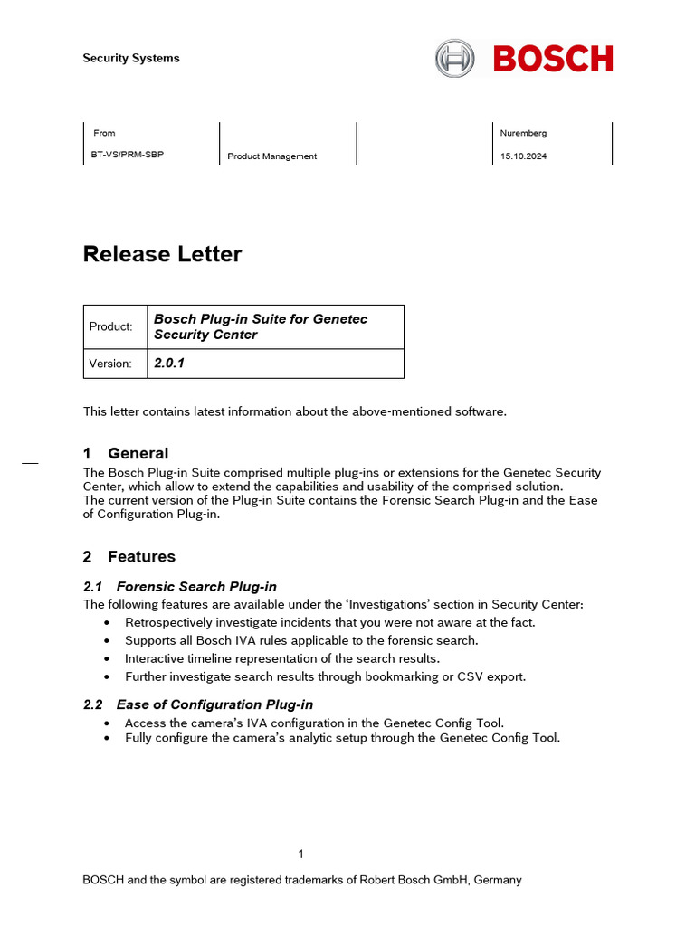 Bosch Plug-in Suite for Genetec 2.0.1 | PDF | Plug In (Computing ...
