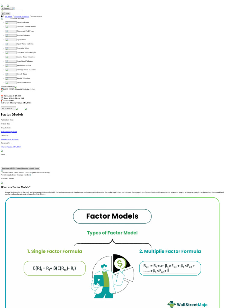 Factor Models - What Are They, Types, Examples, Advantages | PDF ...