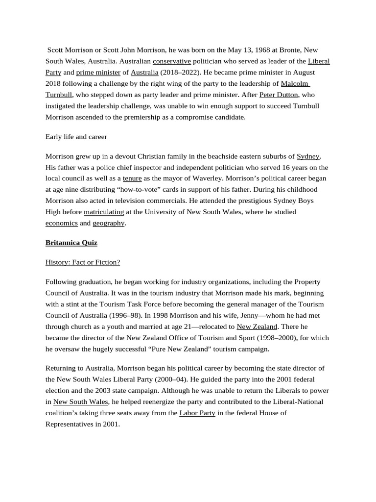 Scott Morrison Biography | PDF | Government