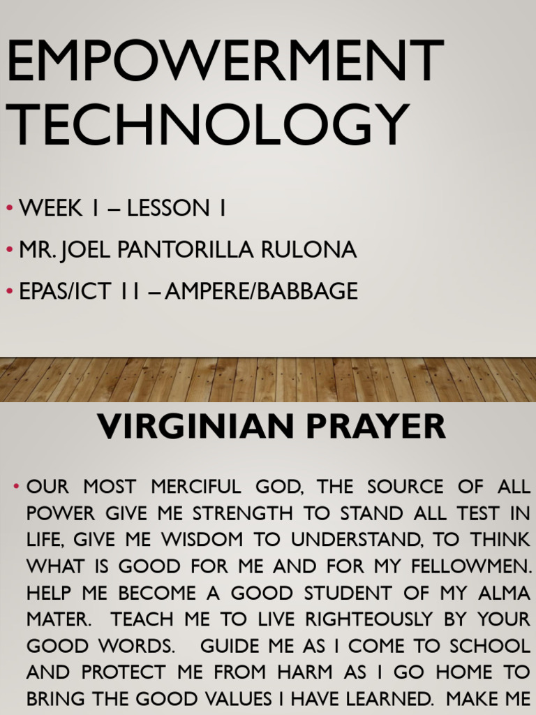 Week-1 Lesson-1 Empowerment-Technologies Revision | PDF | Educational ...