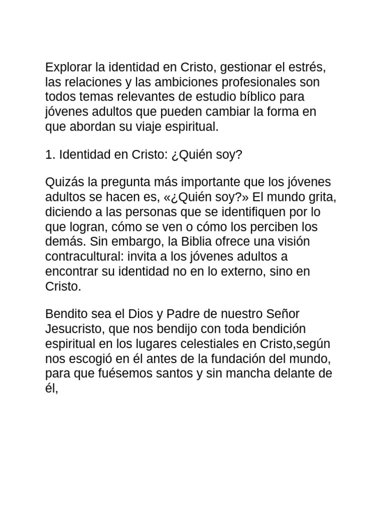 Explorar La Identidad en Cristo, Gestionar El Estrés, Las Relaciones y ...