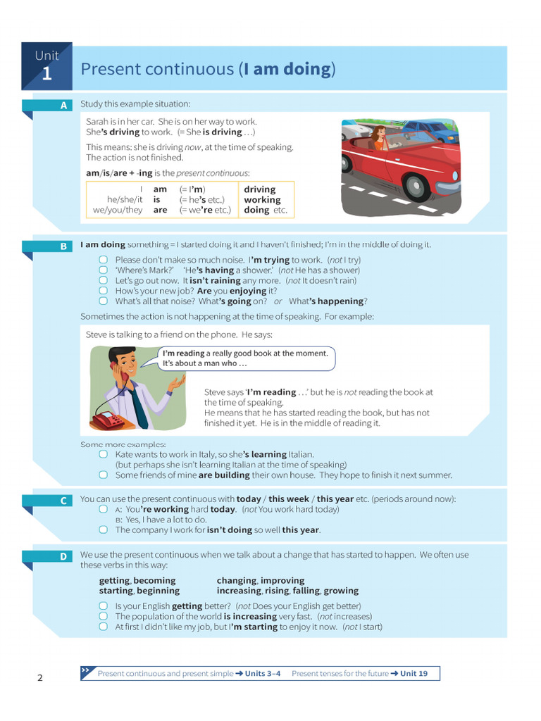1 Present Continuous (I Am Doing) | PDF