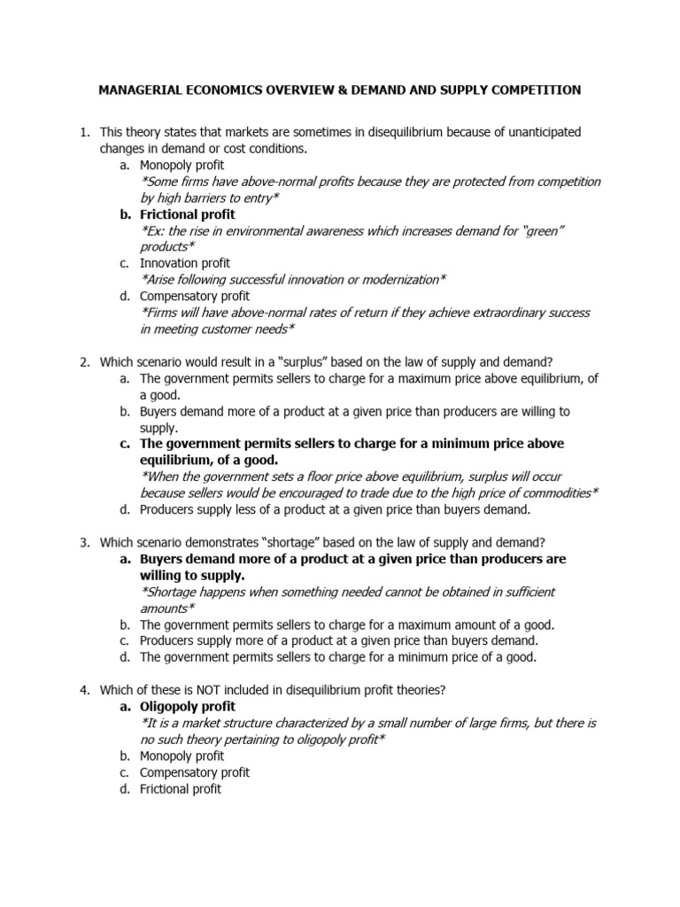 Managerial Economics QE QA | PDF | Profit (Economics) | Elasticity (Economics)