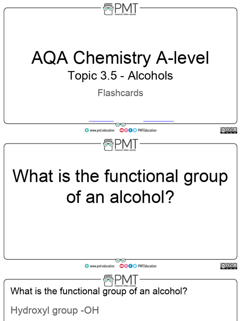 Flashcards - Topic 3.5 Alcohols - AQA Chemistry A-Level | PDF | Ethanol ...