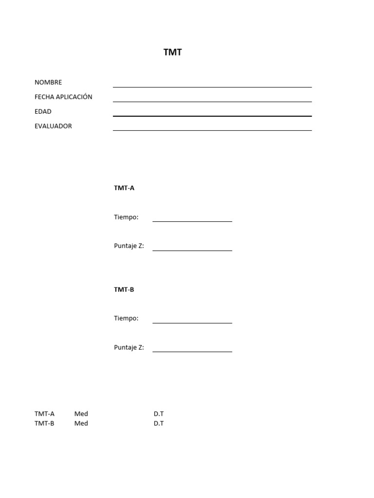 Trail Making Test para Menores de 15 Años | PDF
