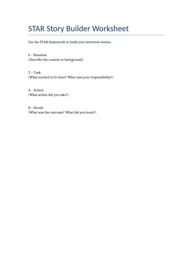 STAR Story Builder Worksheet | PDF