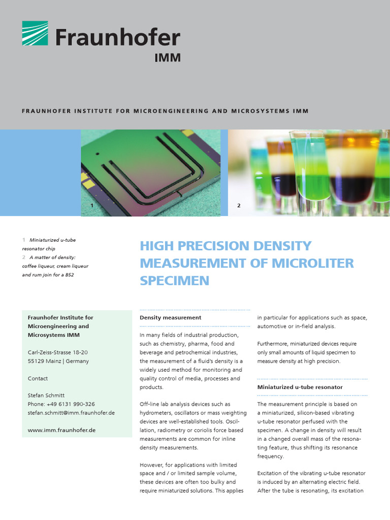 IMM-High Precision Density Measurement of Microliter Specimen | PDF ...