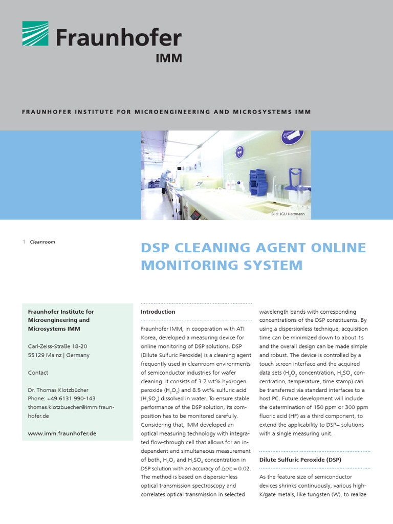 IMM-DSP Cleaning Agent Online Monitoring System | PDF | Hydrogen ...