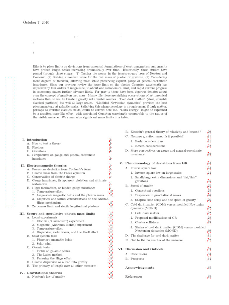 Photon and Graviton Mass Limits: Alfred Scharff Goldhaber and Michael Martin Nieto | PDF ...
