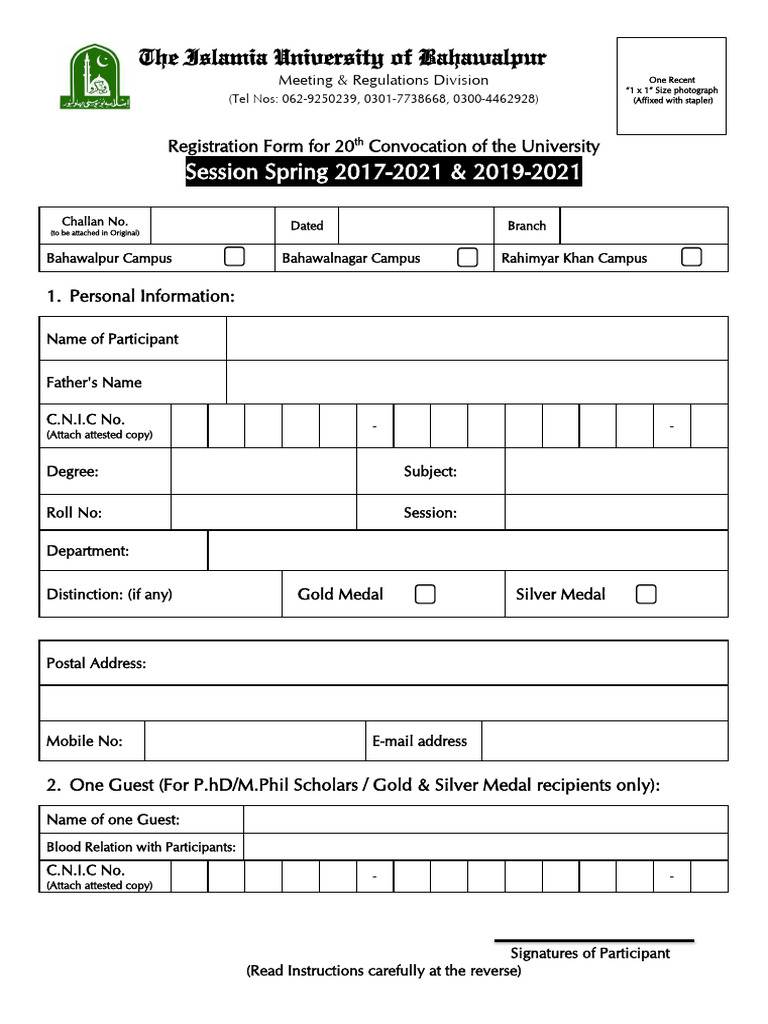 Convocation Form A4 | PDF