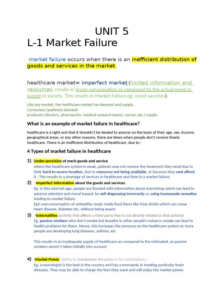 Market Failure in Healthcare Explained | PDF | National Health Service ...