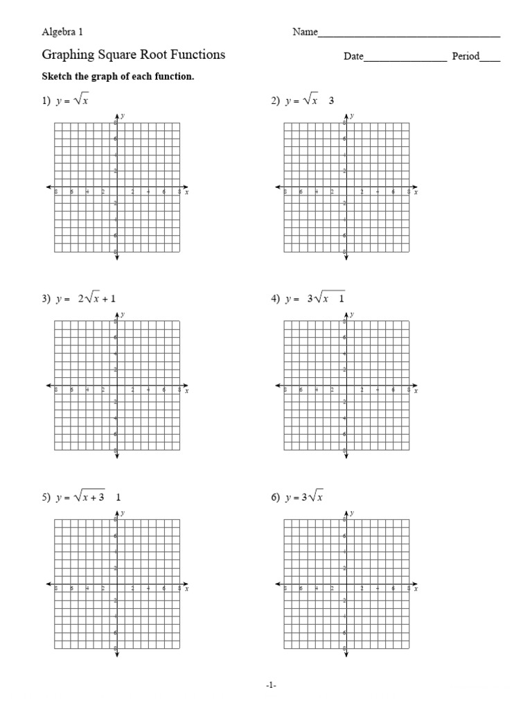 Graphing Square Root Functions Worksheet | PDF | Algebra | Mathematics