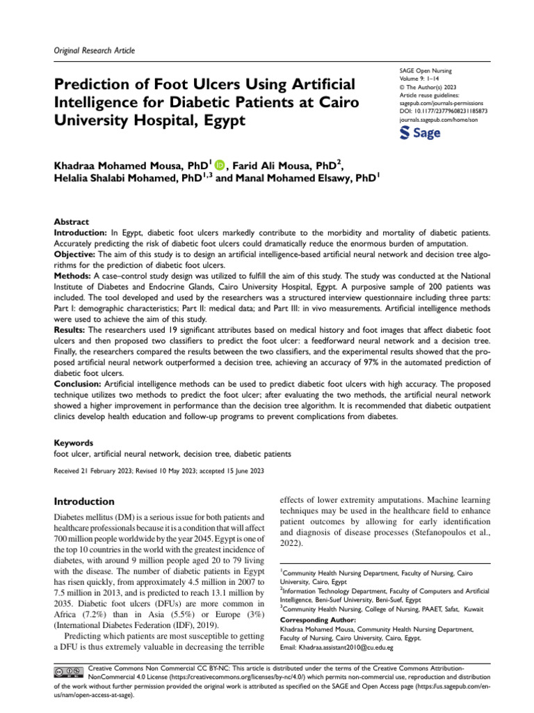 Prediction of Foot Ulcers Using Artificial | PDF | Receiver Operating ...