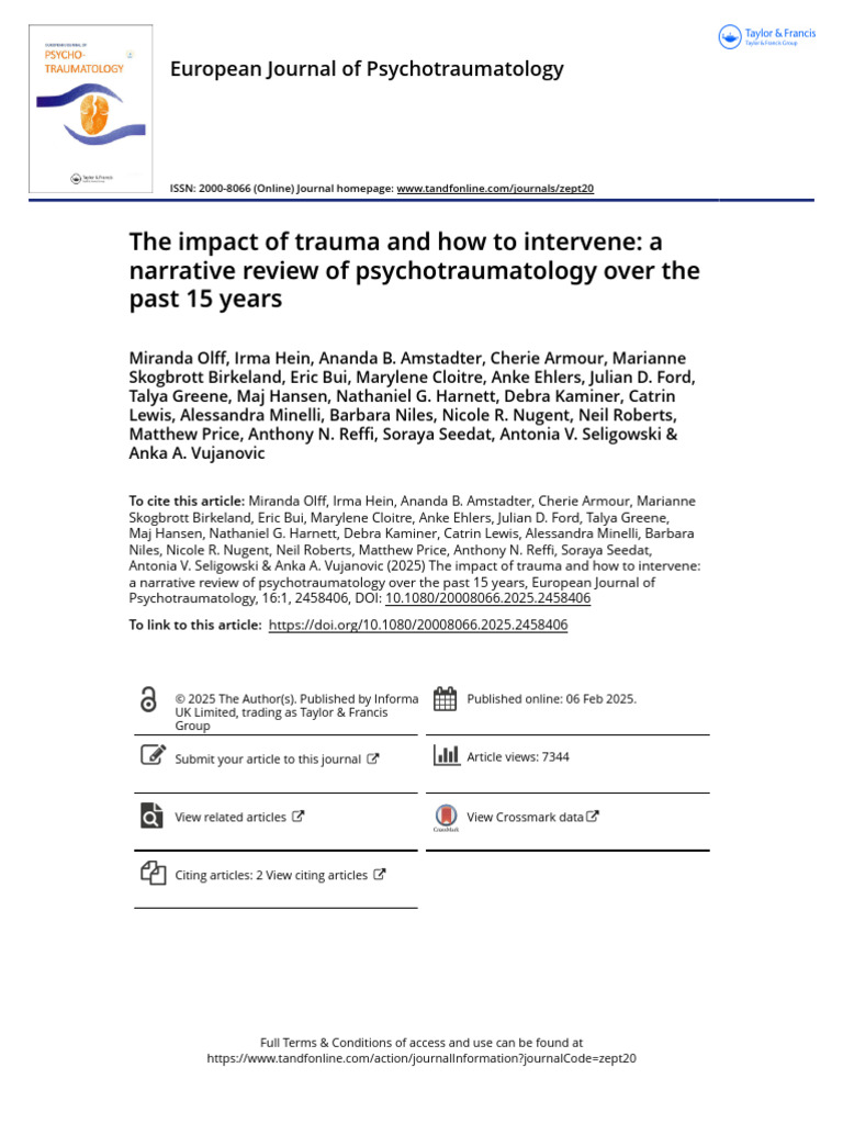 The Impact of Trauma and How To Intervene A Narrative Review of ...