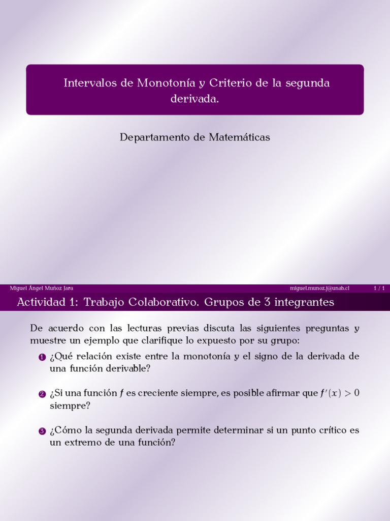 24 Intervalos de Monotonía | PDF | Función (Matemáticas) | Conceptos ...