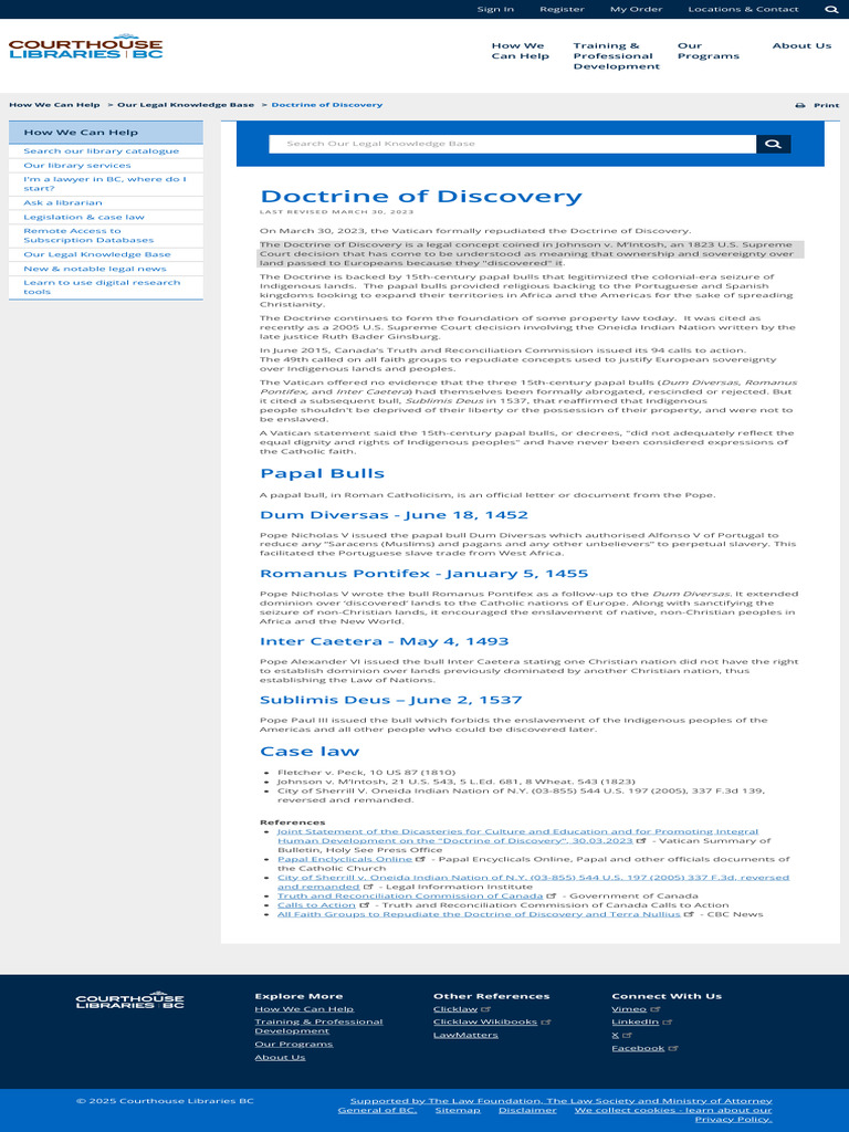 Vatican's Repudiation of Discovery Doctrine | PDF | Catholic Church