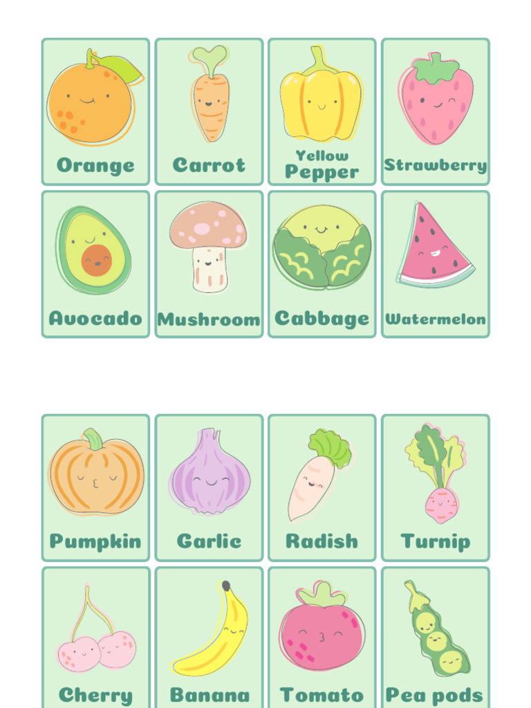 Fruits and Vegetables Flashcards Recurso de EFL | PDF