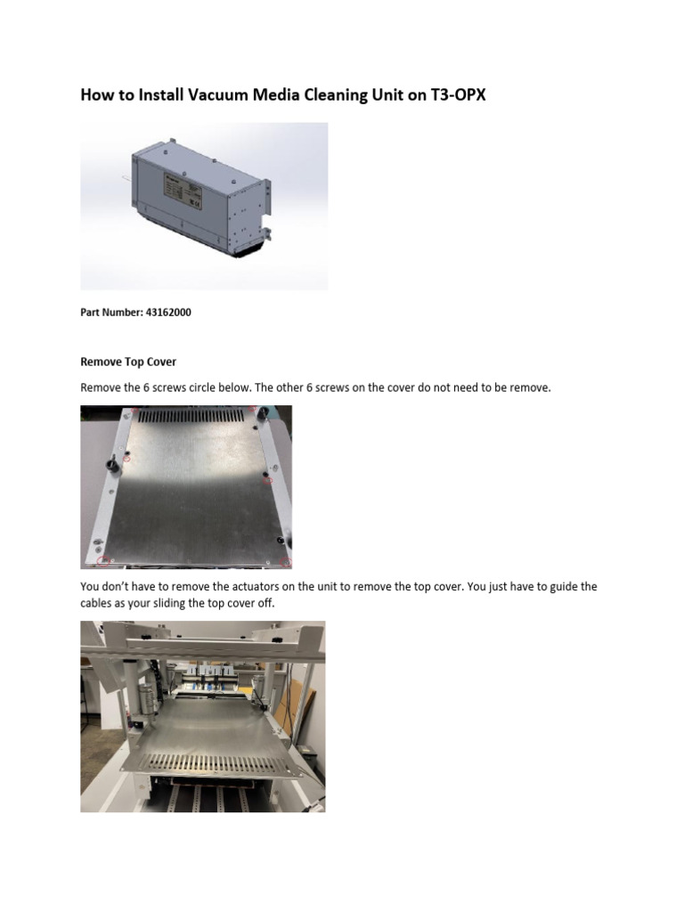 How To Install Vacuum Media Cleaning Unit On T3-OPX | PDF