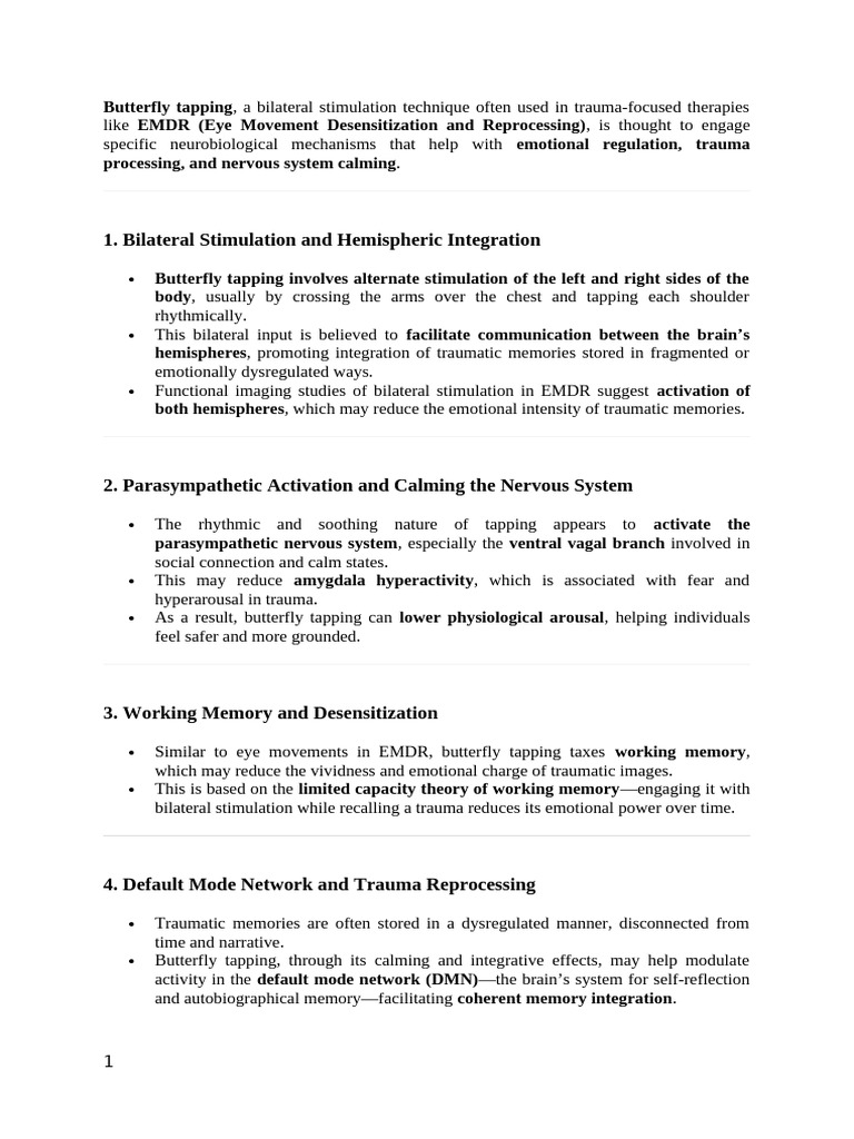 Neuroscience of Butterfly Tapping | PDF | Eye Movement Desensitization ...
