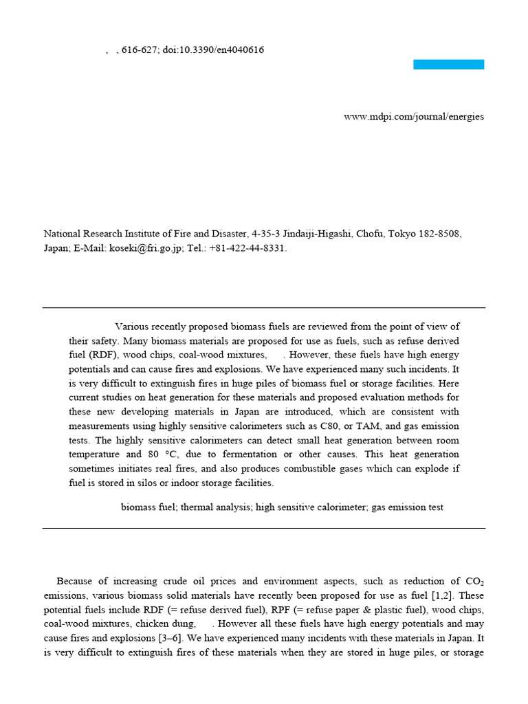 Evaluation of Various Solid Biomass Fuels Using Thermal and Gas ...