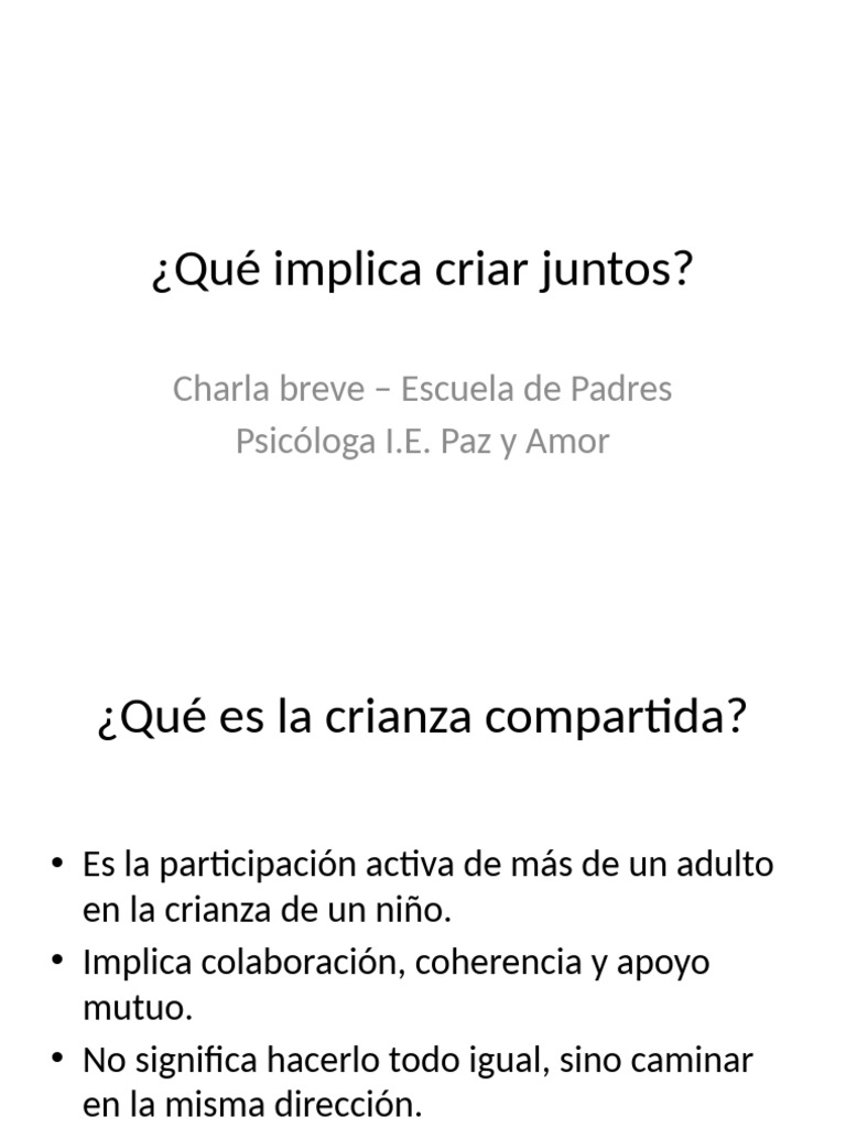 Charla Crianza Compartida Taller Padres | PDF