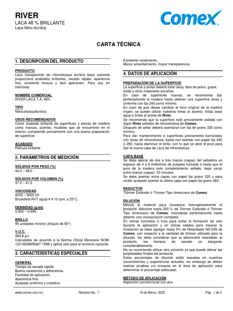 Laca Nitrocelulosa Brillante River | PDF | Madera | Laboratorios
