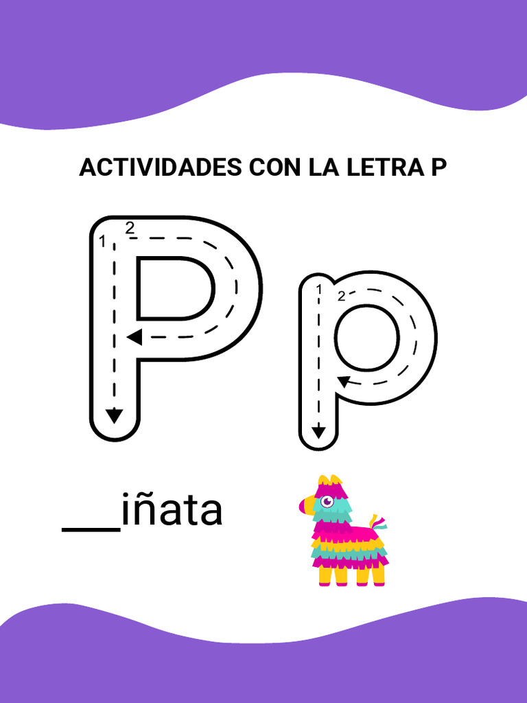 Hoja de Trabajo Letra P Imprimible Sencillo Color Morado | PDF
