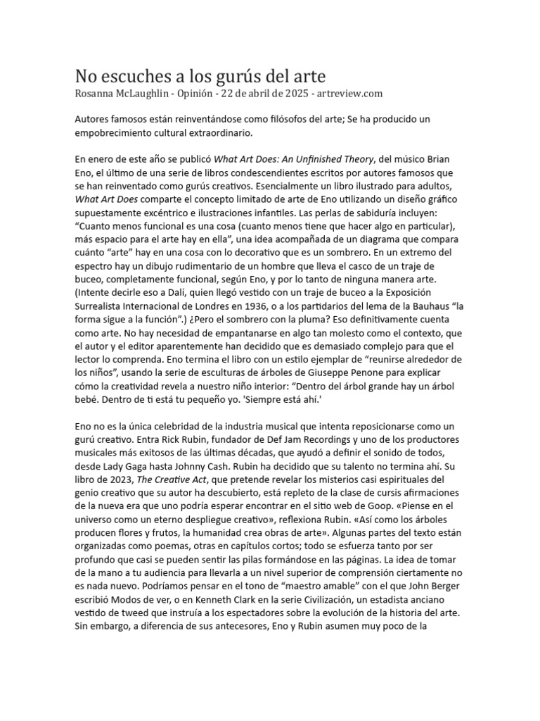 No Escuches A Los Gurús Del Arte | PDF | Educación en artes liberales