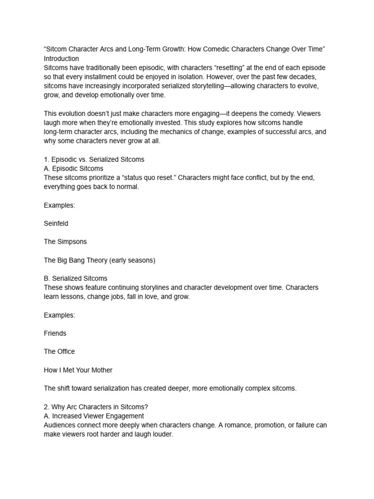 Sitcom Character Arcs and LongTerm Growth How Comedic Characters Change ...