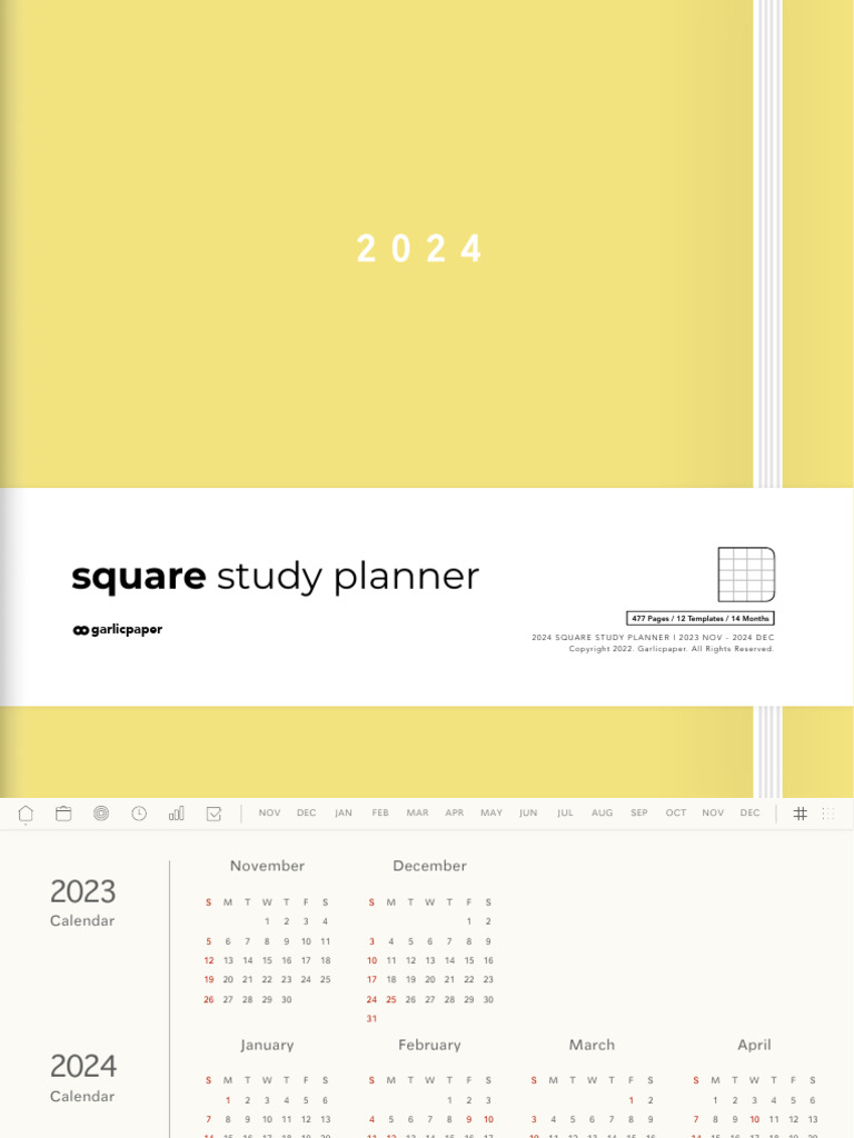 2024 Square Study Planner Red | PDF