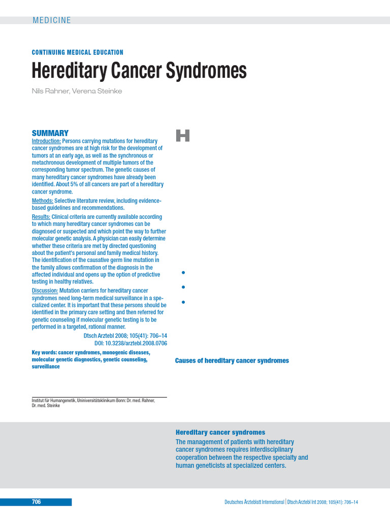 Understanding Hereditary Cancer Syndromes | PDF | Cancer | Neoplasms