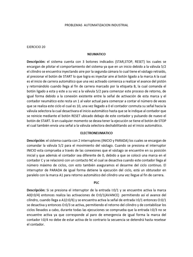 Practica PLC y Neumatica | PDF | Ingeniería mecánica