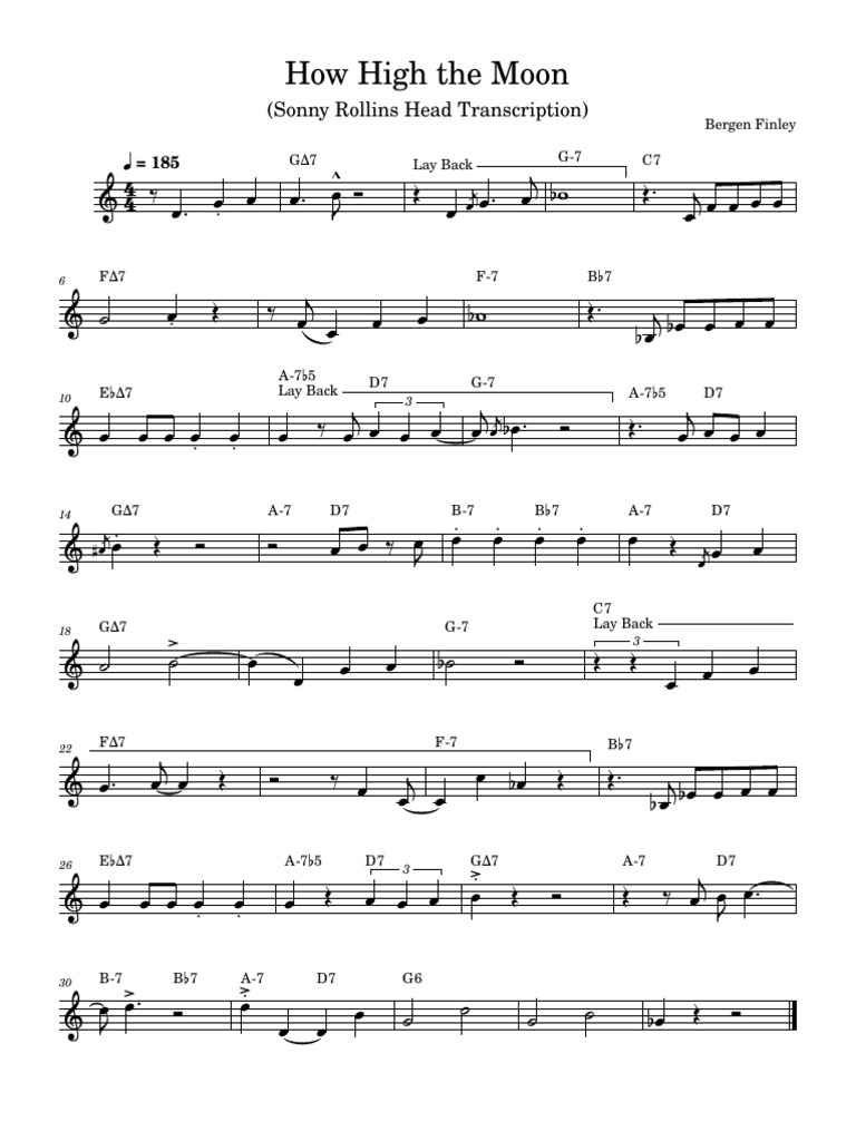 How High The Moon - Head Transcription | PDF