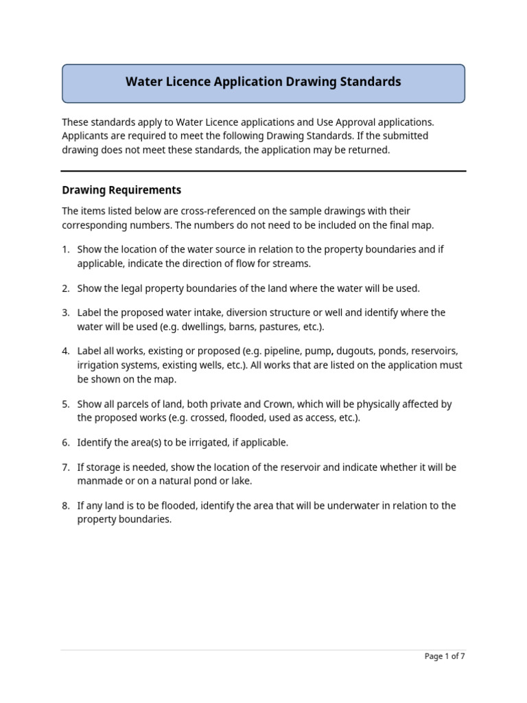 Water Licence Drawing Standards Guide | PDF | Earth Sciences