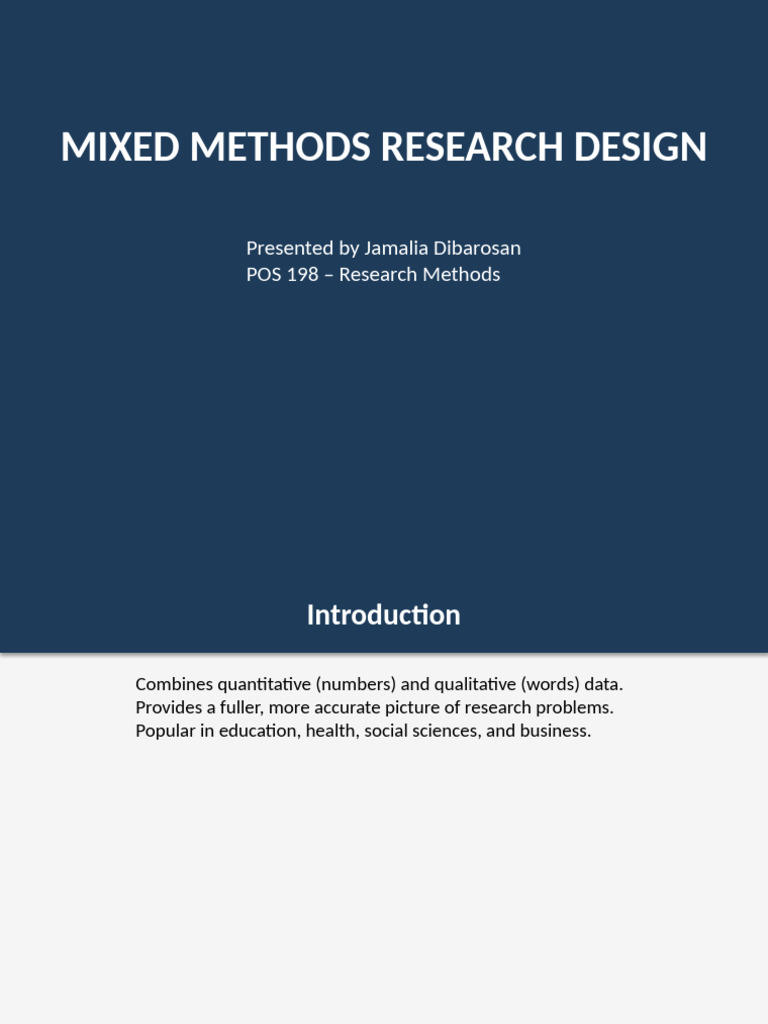 Mixed Methods Research Design | PDF