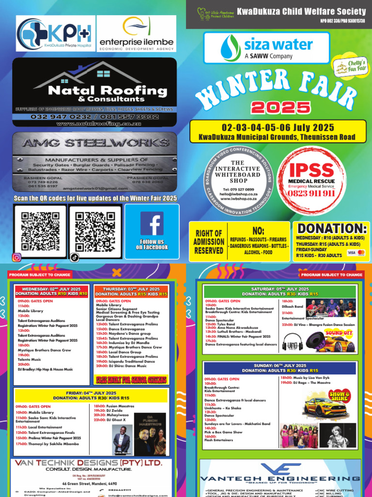 KwaDukuza Winter Fair 2025 Schedule | PDF | Popular Music | Entertainment