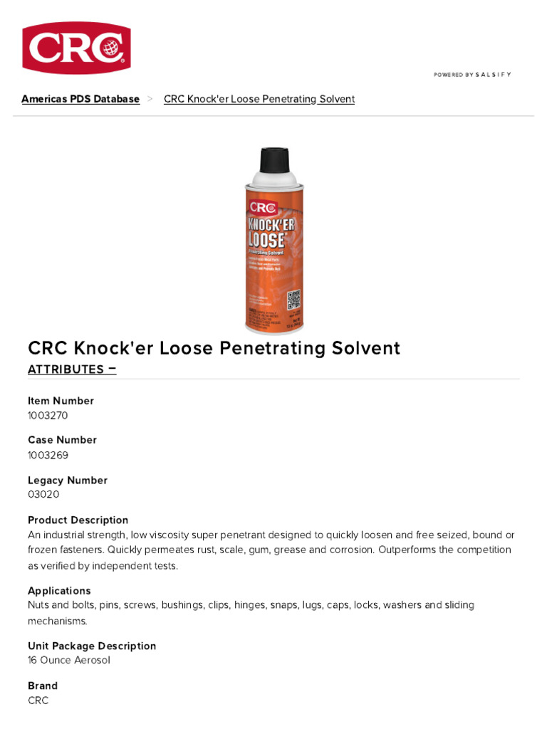 ITEM1-CRC Knock'Er Loose Penetrating Solvent | PDF