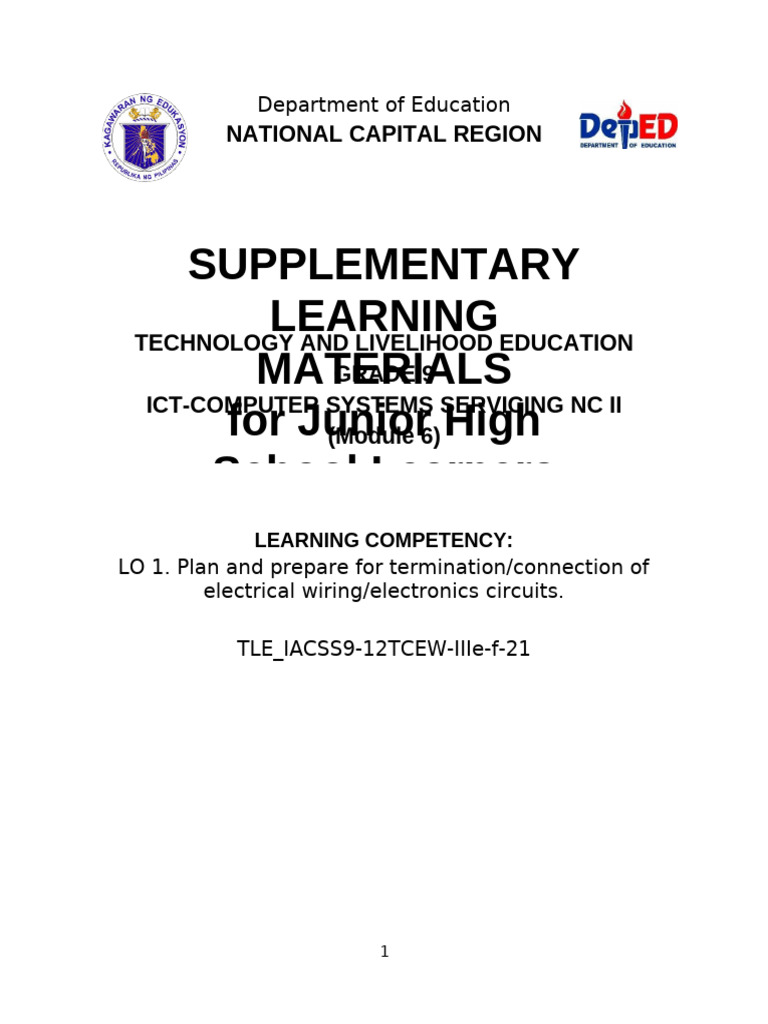 Grade 9 ICT Electrical Wiring Module | PDF | Vacuum Tube | Electronics
