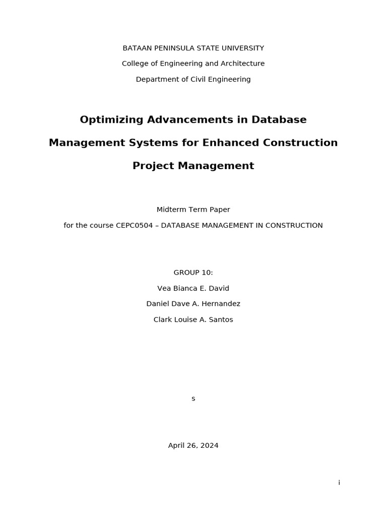 Optimizing Advancements in Database Management Systems For Enhanced Construction Project ...