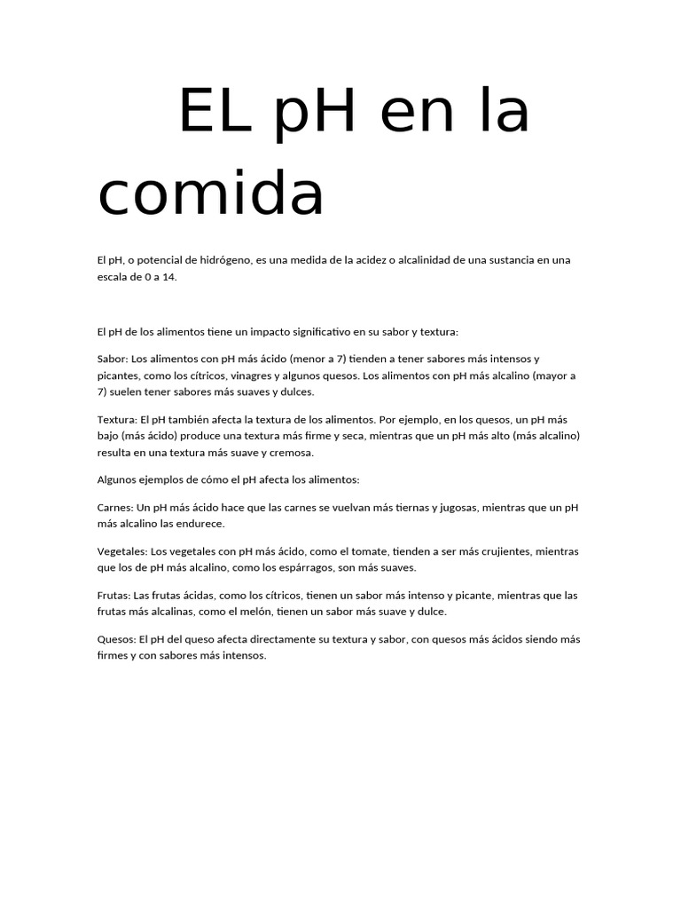 EL PH en La Comida | PDF