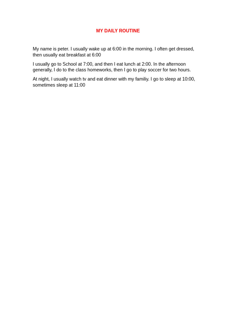 My Daily Routine | PDF