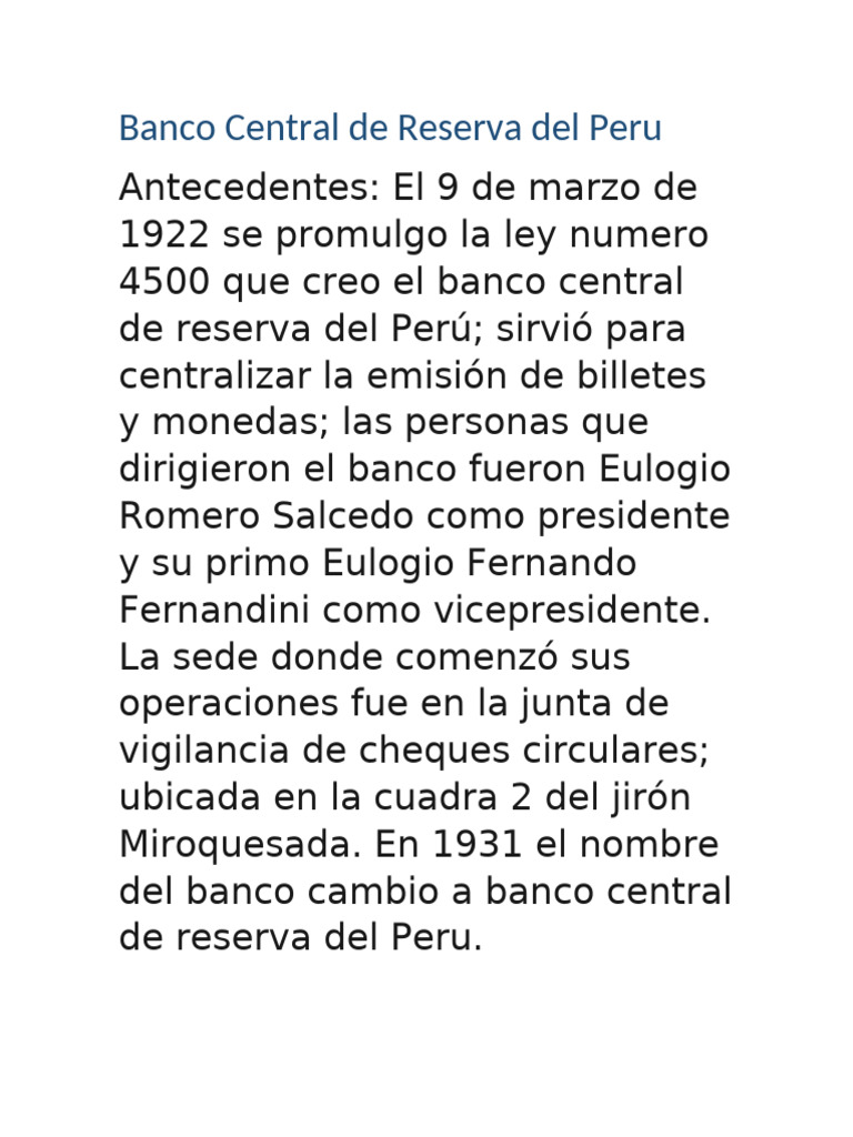 Banco de Reserva Del Per 4556 | PDF