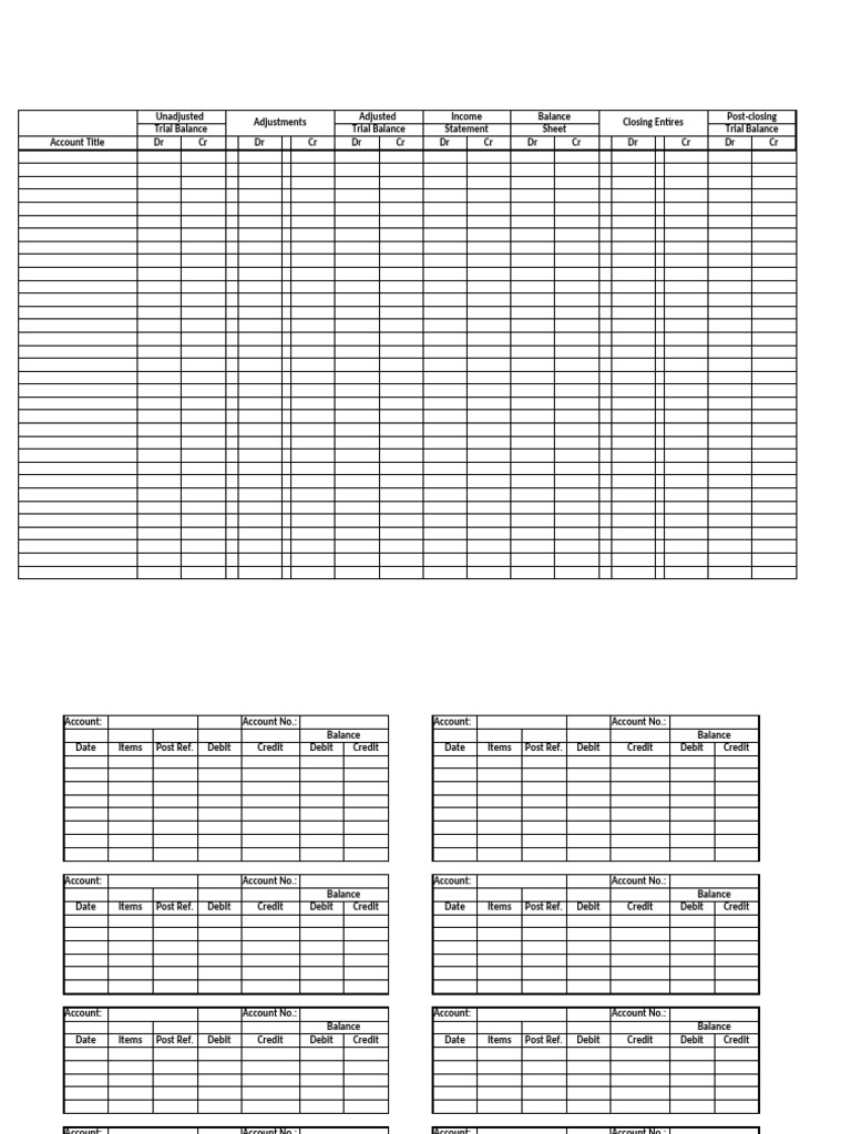 Worksheet Ledger - Blank | PDF