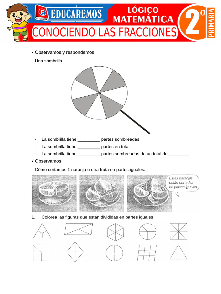 Conociendo Las Fracciones para Segundo Grado de Primaria | PDF