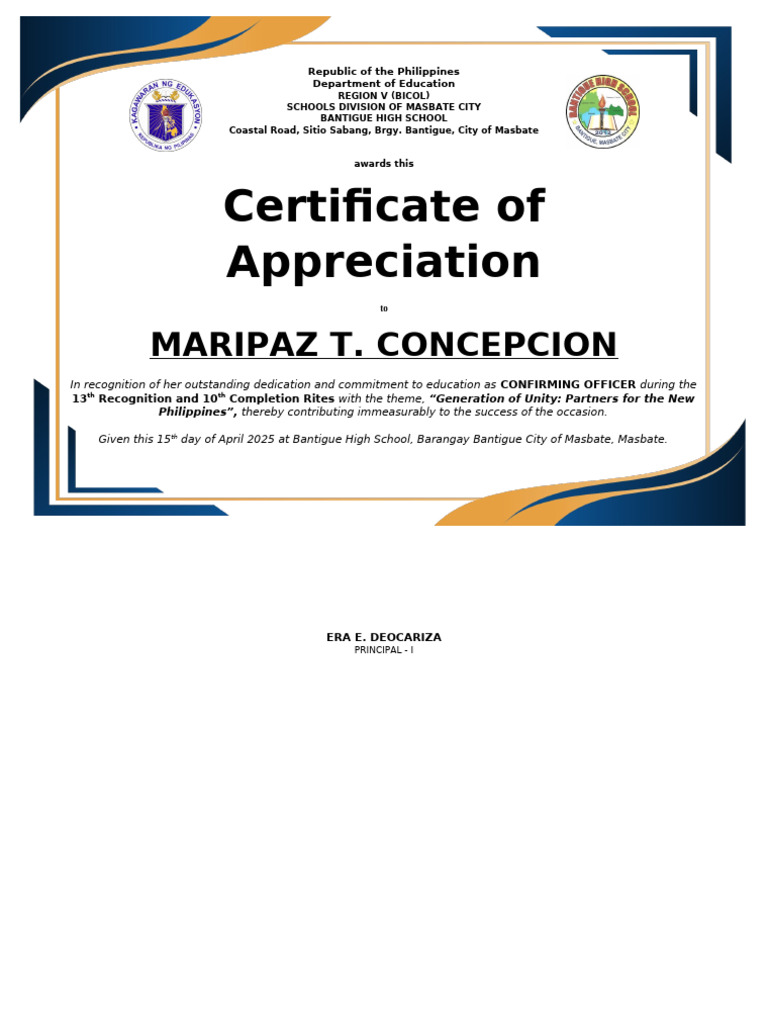 Certificate of Appreciation | PDF