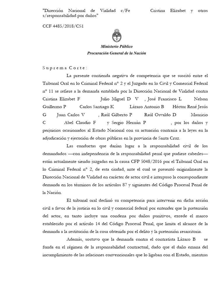 Direccion Nacional CCF 4485 2018 CS1 | PDF | Ley procesal | Demanda judicial